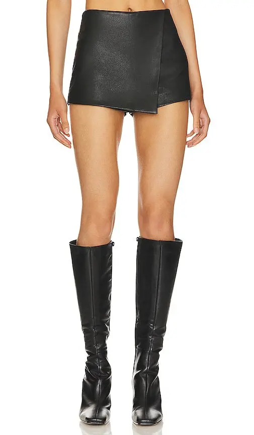Superdown Faux Leather Wrap Skort