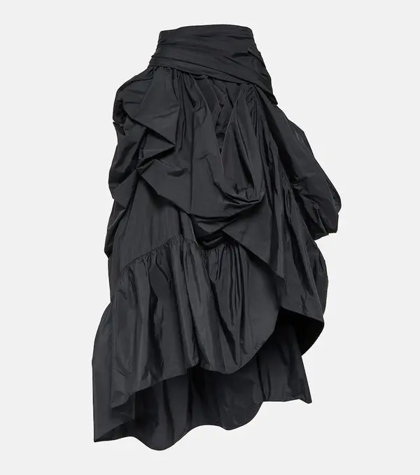 Erdem Asymmetric Ruffled Taffeta Maxi Skirt