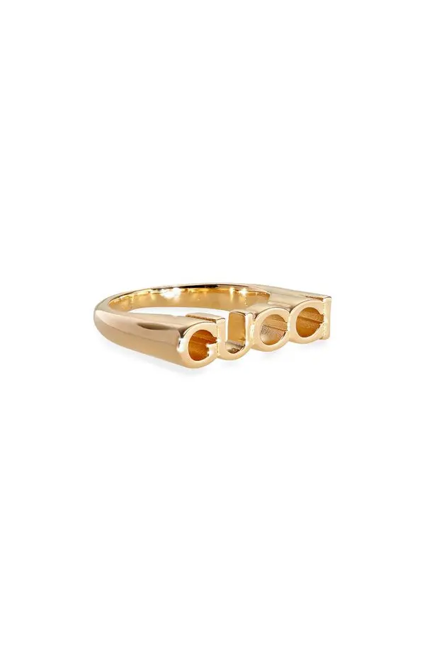 Gucci Logo Script Ring - Gold | Editorialist