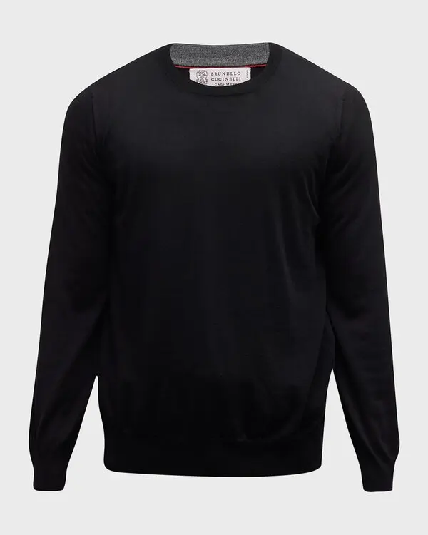 Brunello Cucinelli Wool-cashmere Crewneck Sweater - Black