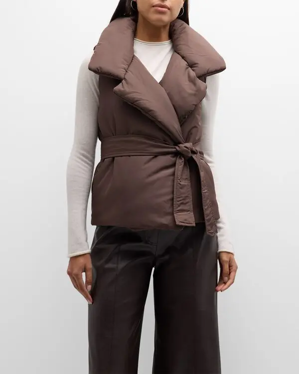 Norma Kamali Sleeveless Sleeping Bag Vest In Chocolate 25% Off