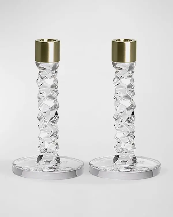 ORREFORS Carat Brass Candlesticks, Set Of 2 - One-color