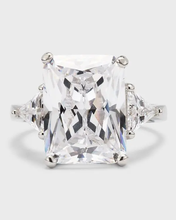 KENNETH JAY LANE Emerald-cut Cubic Zirconia With Trillion Side Stones Ring