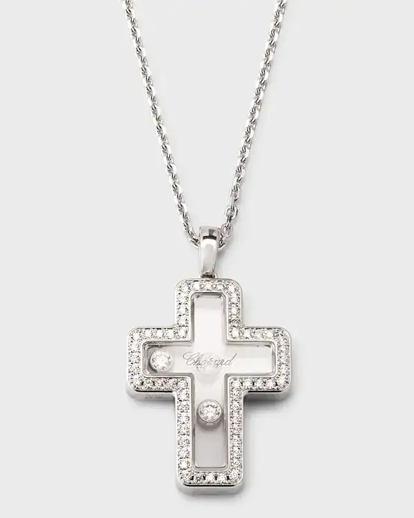 Chopard Happy Diamonds 18k White Gold Cross Pendant Necklace - One ...