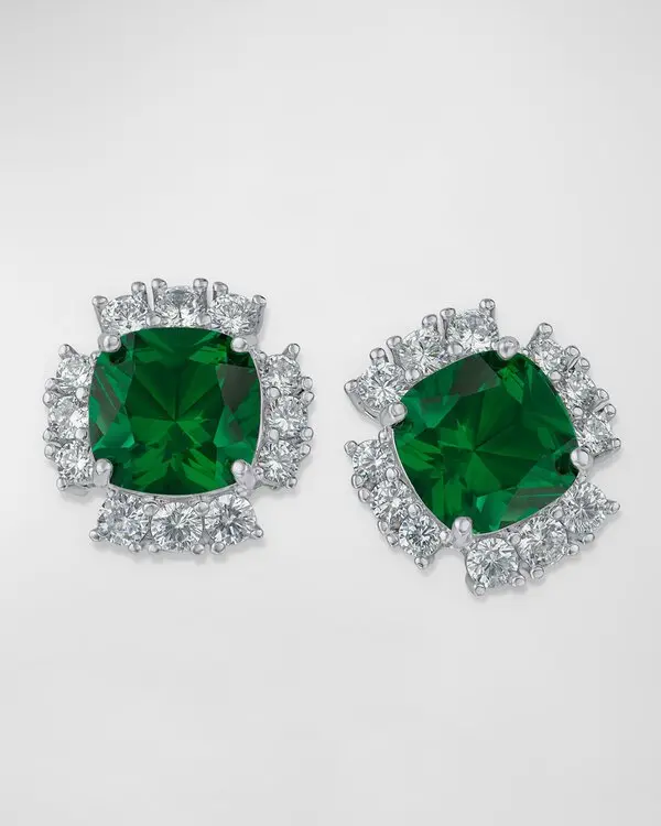 KENNETH JAY LANE Cushion Cubic Zirconia Stud Earrings - Green