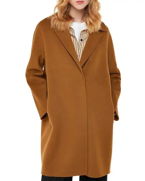 Whistles Julia Wool Blend Coat In Camel 47% Off Editorialist