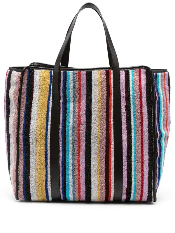 Missoni Striped Terry-Cloth Tote Bag Brown Editorialist