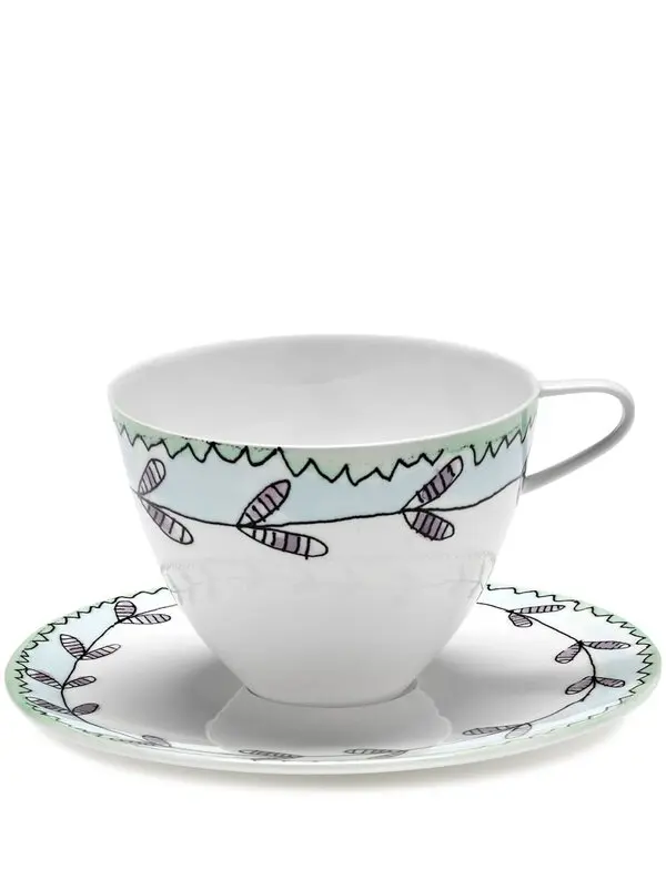 SERAX X Marni Midnight Flowers Cappuccino Cup And Saucer - White
