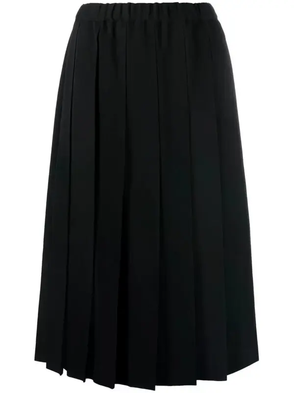 Comme Des Garçons Pleated Wool Midi Skirt - Black