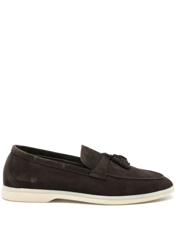 SCAROSSO Suede Tassel Loafers - Brown