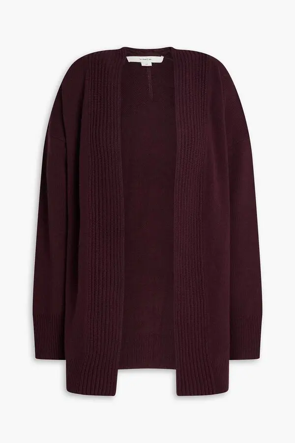Vince Wool And Cashmere-blend Cardigan - Burgundy