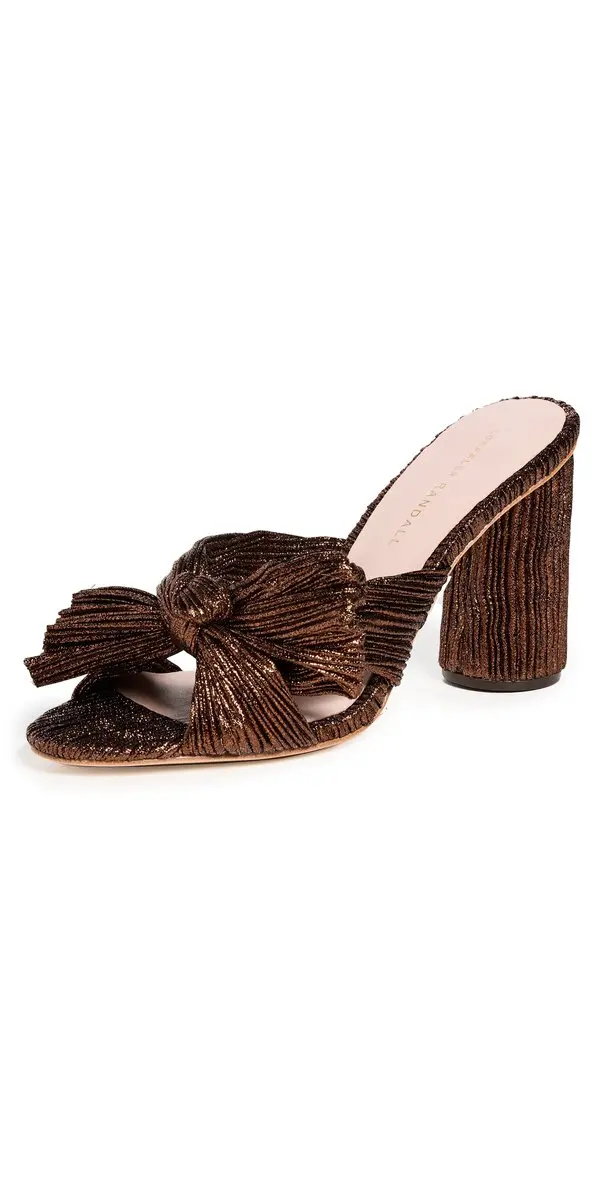 LOEFFLER RANDALL Penny Pleated Knot Mules - Mocha
