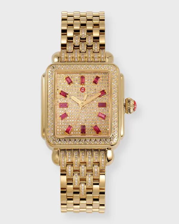 Michele Limited Edition Deco Diamond And Ruby Watch