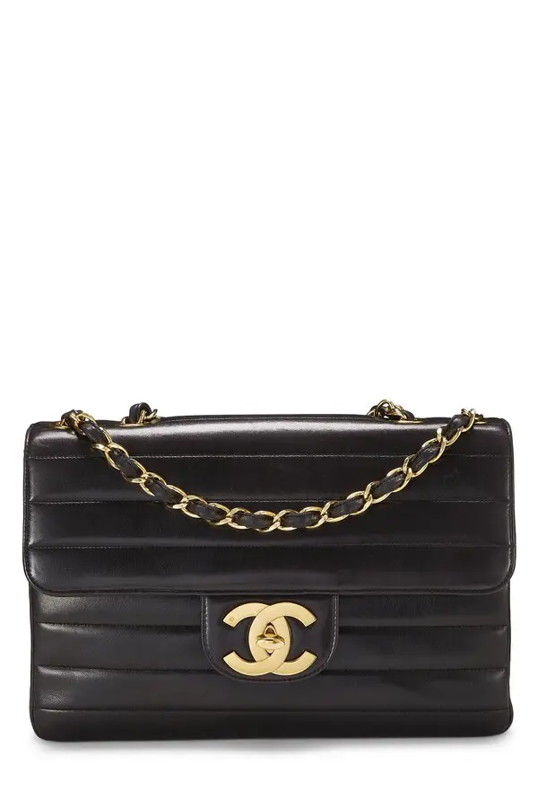 Chanel Horizontal Lambskin Half Flap Jumbo - Black | Editorialist