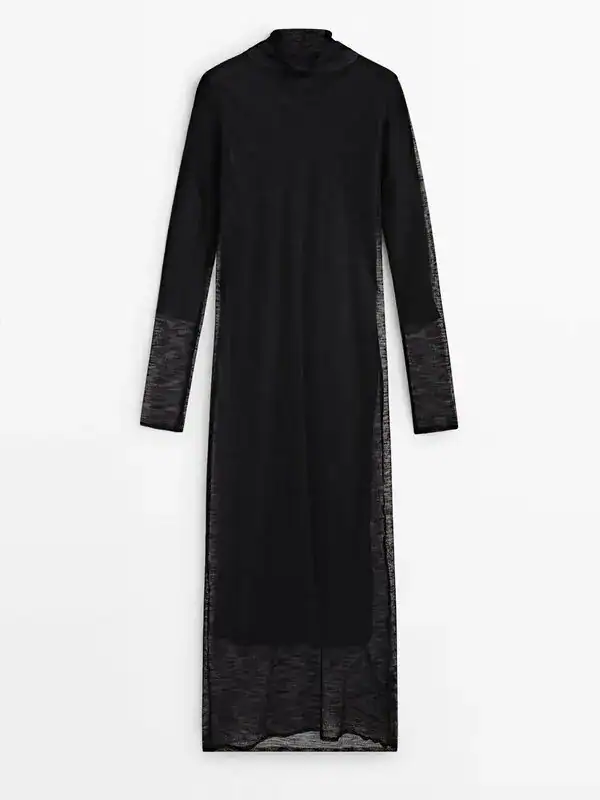 motel rocks knit dress Motel nateda flocked plaid midi cami dress in Black main image 1