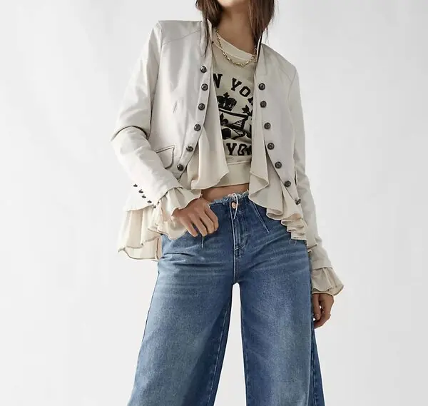 Buy Free People Ruffles Romance Jacket In Ivory - Multi At 34% Off ...