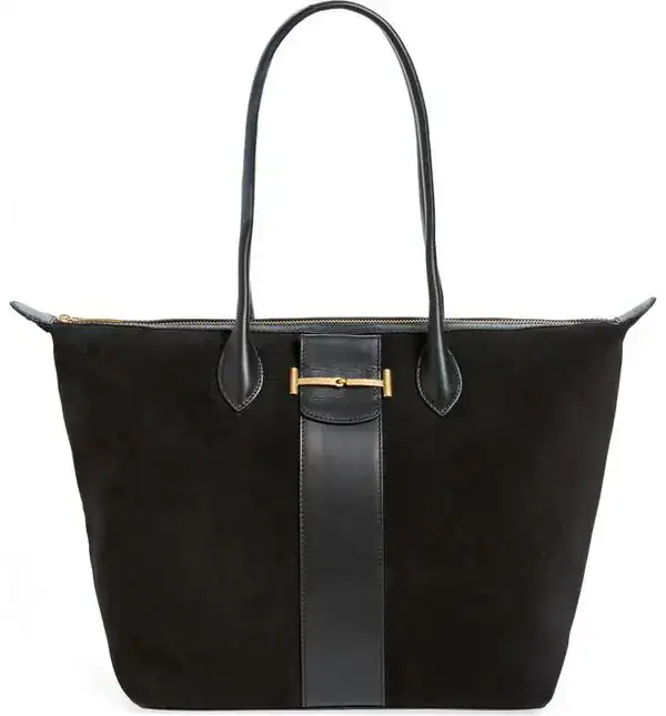 Ted Baker London Edala Suede Leather Equestrian Tote Black