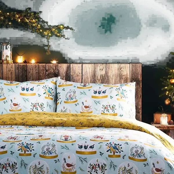 FURN Twelve Days Of Christmas Duvet Cover Set Blue Editorialist
