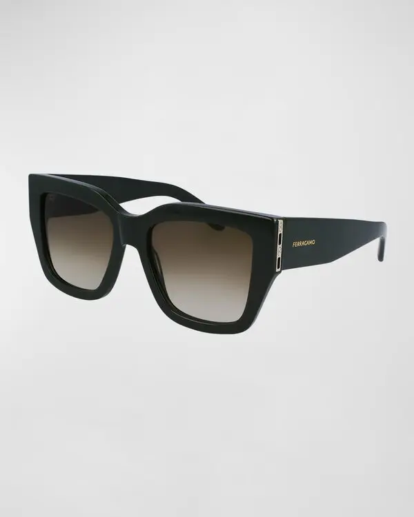 FERRAGAMO Logo Square Sunglasses - Dark Green