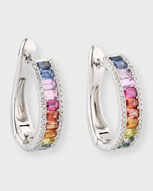 DAVID KORD 18k White Gold Huggie Earrings With Sapphires And Diamonds
