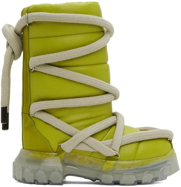 Rick Owens Green Lunar Tractor Boots In 320 Acid/Clear - 57% Off  