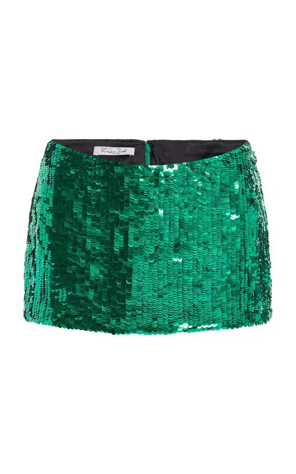 LAQUAN SMITH Sequin Mini Skirt S Only Green Editorialist Hanging Plant Ladder Plastic Pots For Fences