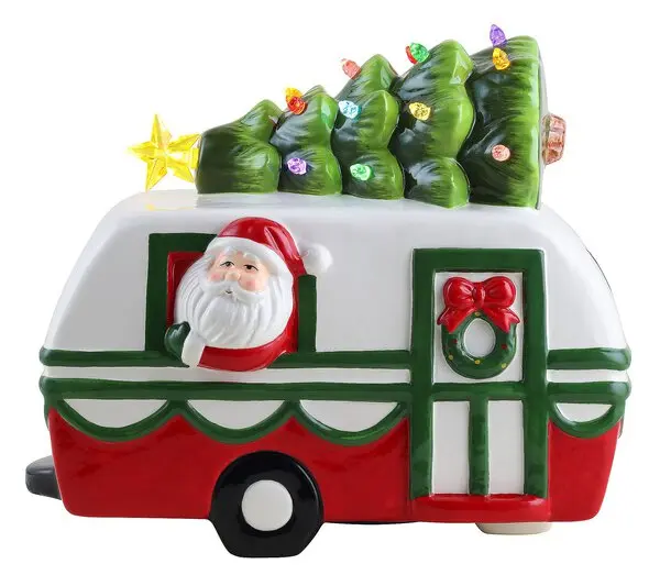 MR. CHRISTMAS 10' Nostalgic Ceramic Camper Sant