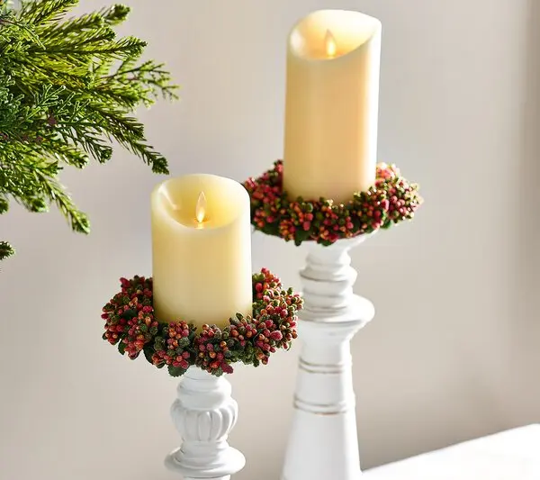 VALERIE PARR HILL As Is Set Of 2 Beaded Berry Candle Rings Valerie