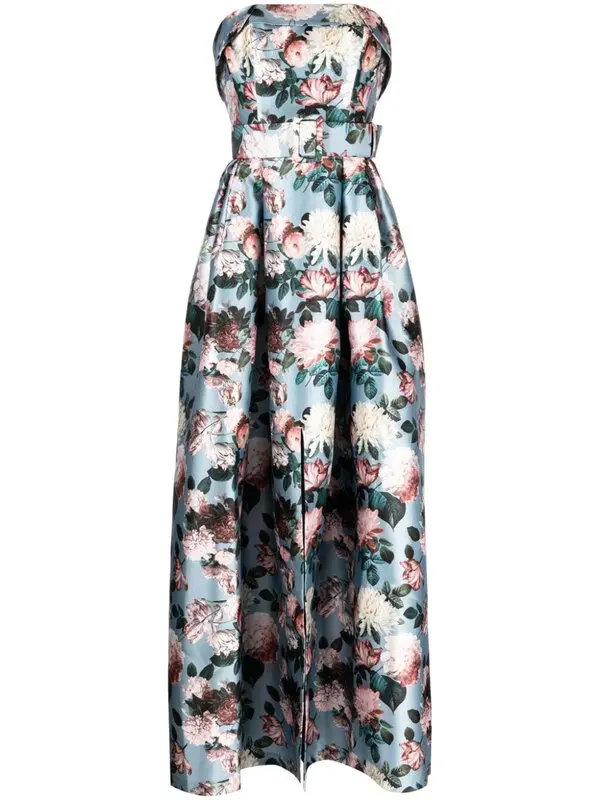 Sachin & Babi Brielle Floral-print Gown - Blue