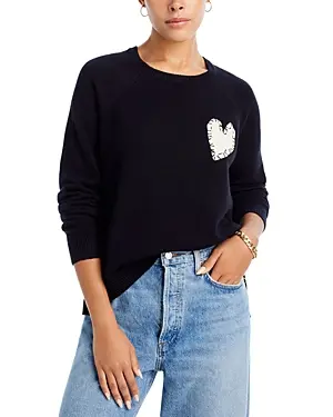 Aqua X Kerri Rosenthal Heart Patch Sweater 100% Exclusive - Black