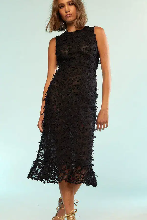 Cynthia Rowley 3d Embroidered Tulle Dress In Black - 40% Off | Editorialist