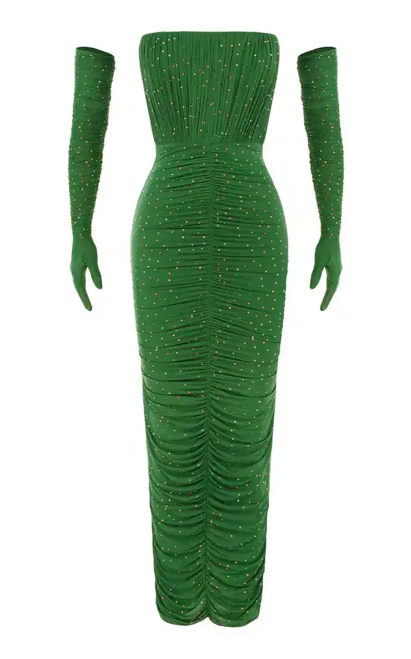alex midi dress in emerald green Ruby Red and Emerald Green – saniahasan main image 1