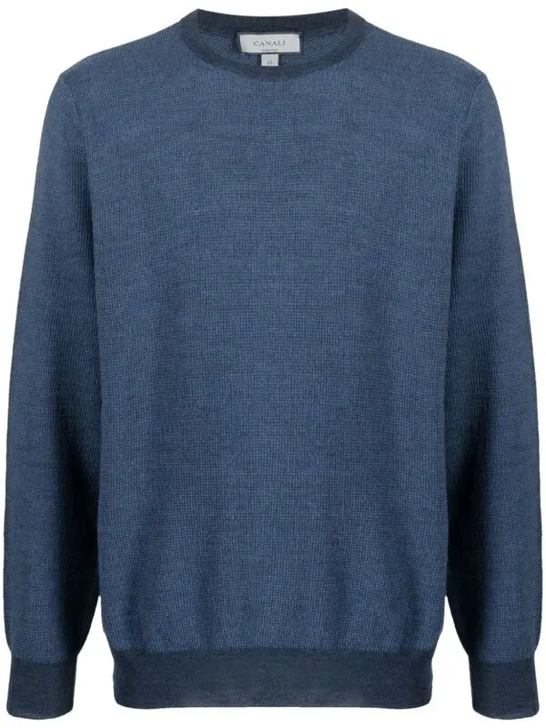 Canali Fine-knit Wool Jumper - Blue