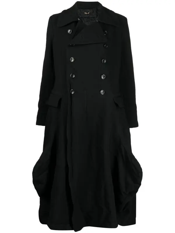 Comme Des Garçons Crinkled-finish Double-breasted Coat