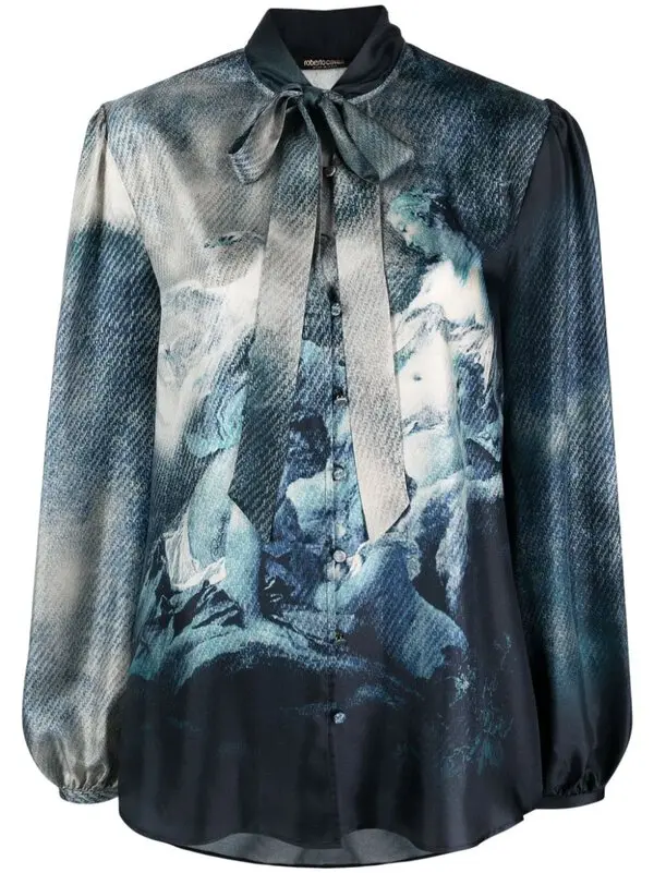 Roberto Cavalli Graphic-print Silk Blouse