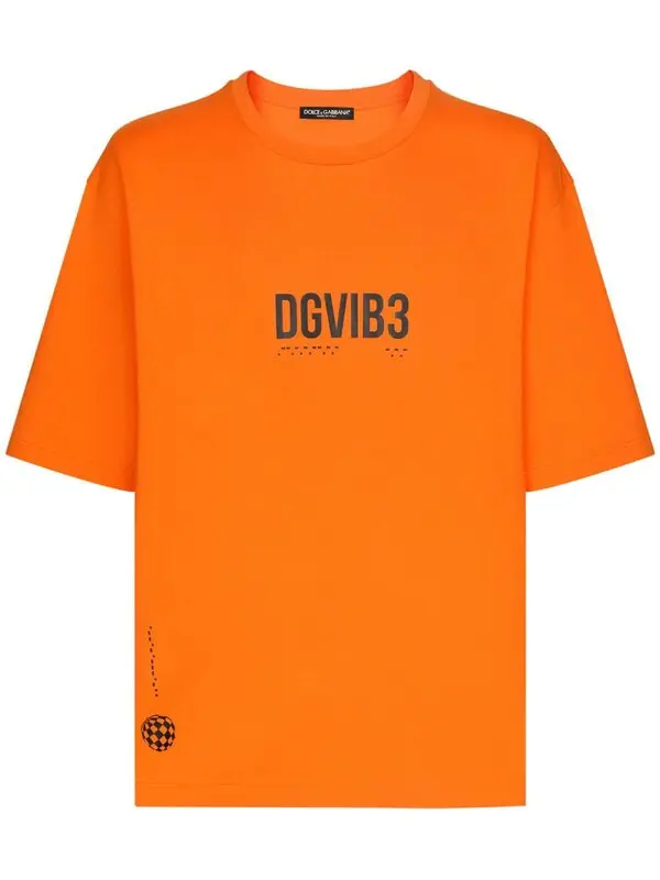 Dolce & Gabbana Slogan-print Cotton T-shirt - Orange