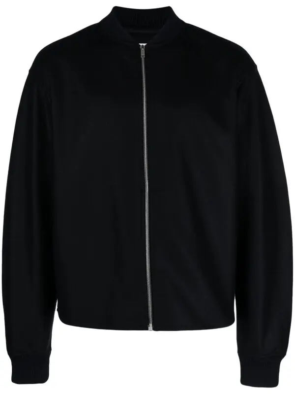 JIL SANDER Zip-up Wool Bomber Jacket - Blue