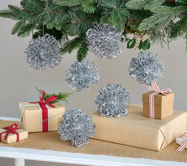 VALERIE PARR HILL Set Of 6 6' Glistening Burst Ornaments Valerie