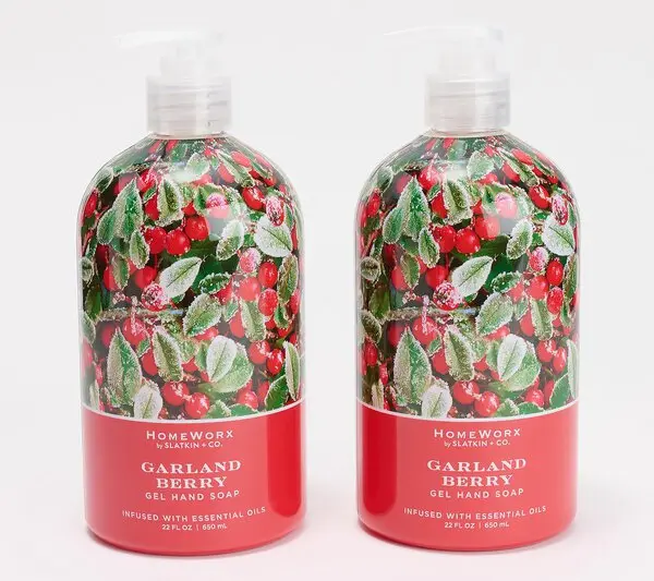HOMEWORX BY SLATKIN + CO. S/2 22oz Garland Berry Soaps