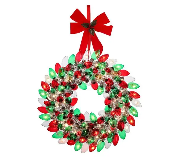 MR. CHRISTMAS 17' Retro C9 Bulb Wreath Red & Green