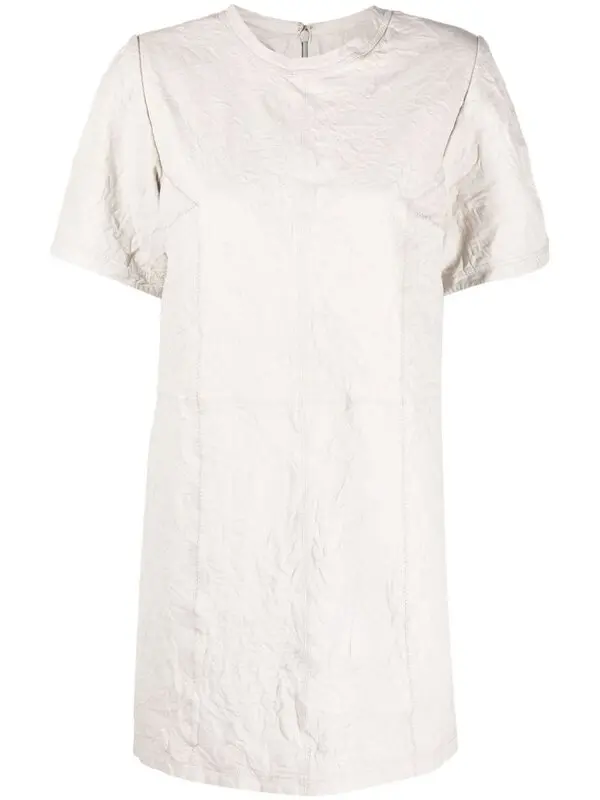 Zadig&Voltaire Riddy Crinkled Leather Mini Dress - Neutrals