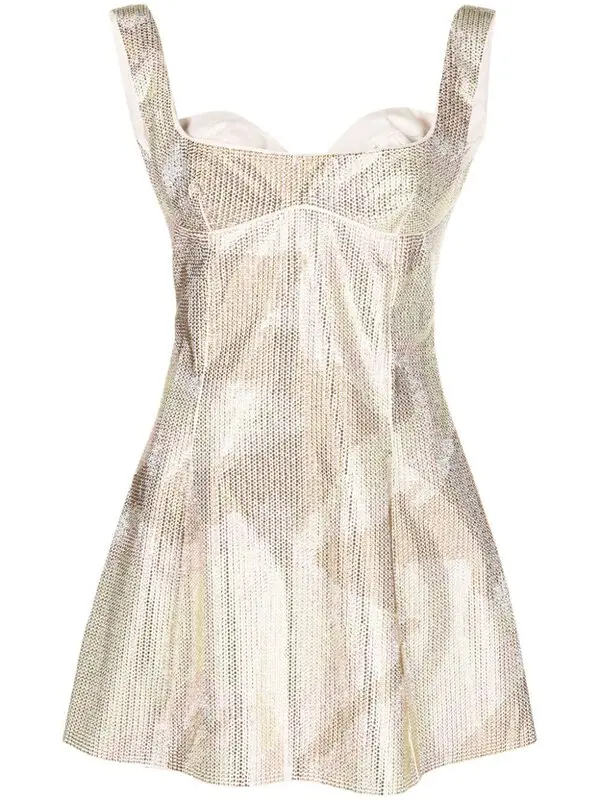 Gcds Mina Bell Crystal-embellished Minidress - Neutrals