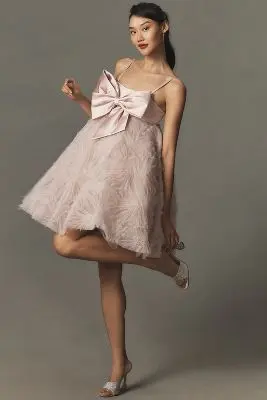 Mac Duggal Bow-Front Empire-Waist Dress In Pink - 50% Off | Editorialist