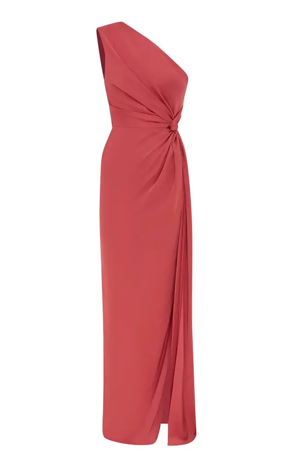 Alex Perry Twisted Asymmetric Satin Crepe Maxi Dress Au 14 Only - Pink |  Editorialist