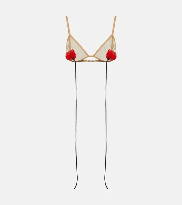 NENSI DOJAKA Floral-appliqué Mesh Bra - Multicoloured