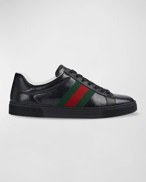 Gucci Ace Gg Crystal Canvas Sneakers - Black