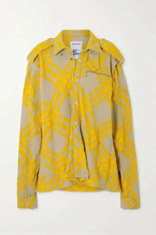 Burberry Oversized Checked Wool Bomber Jacket - Yellow | Editorialist