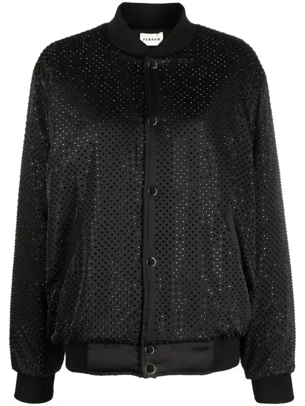 P.a.r.o.s.h Crystal-embellished Bomber Jacket - Black