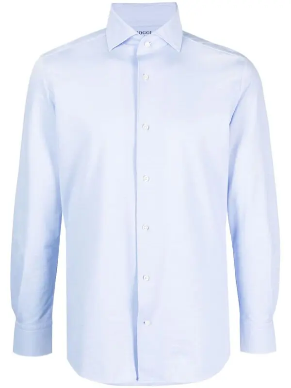 Boggi Milano Japanese Jersey Button-up Shirt - Blue