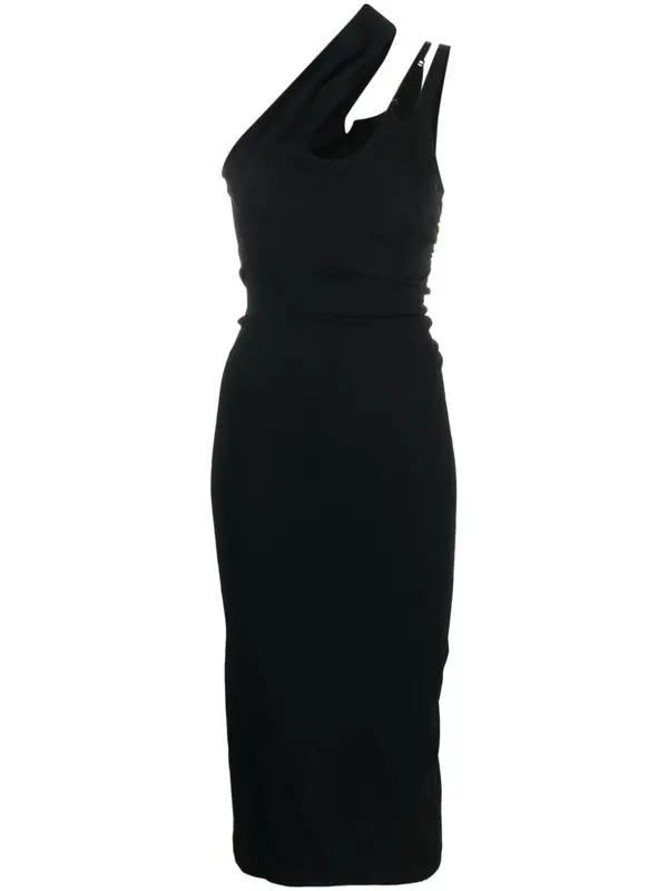 MUGLER Asymmetric Midi Dress